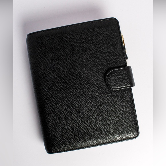 The Outlined Co | Office | Black Leather A5 Planner Cover Refillable ...